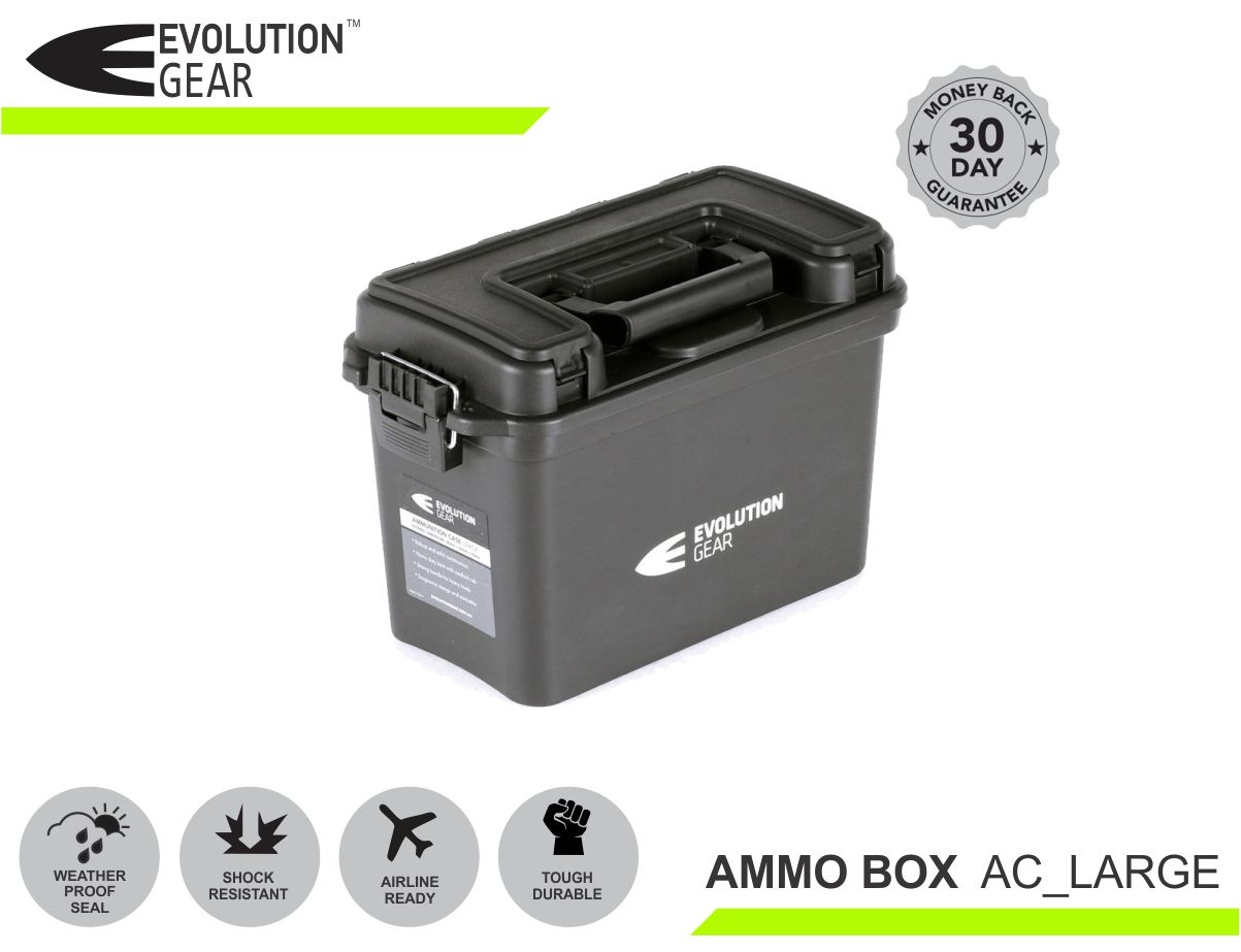 Ammo Storage Box: Large Ammo Box 380 x 200 x 260 - Evolution Gear